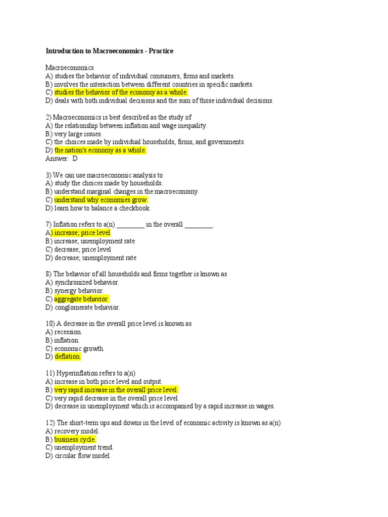 Macroeconomics Overview and Practice | PDF | Recession | Macroeconomics