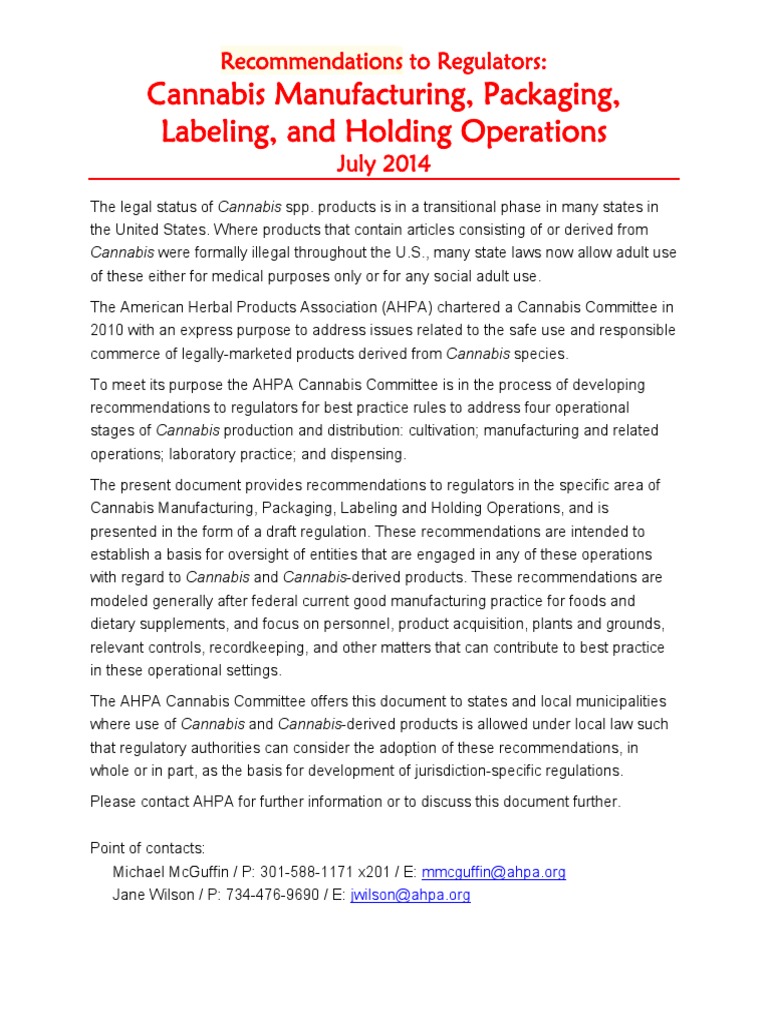GMP Cannabis | PDF | Packaging And Labeling | Sanitation