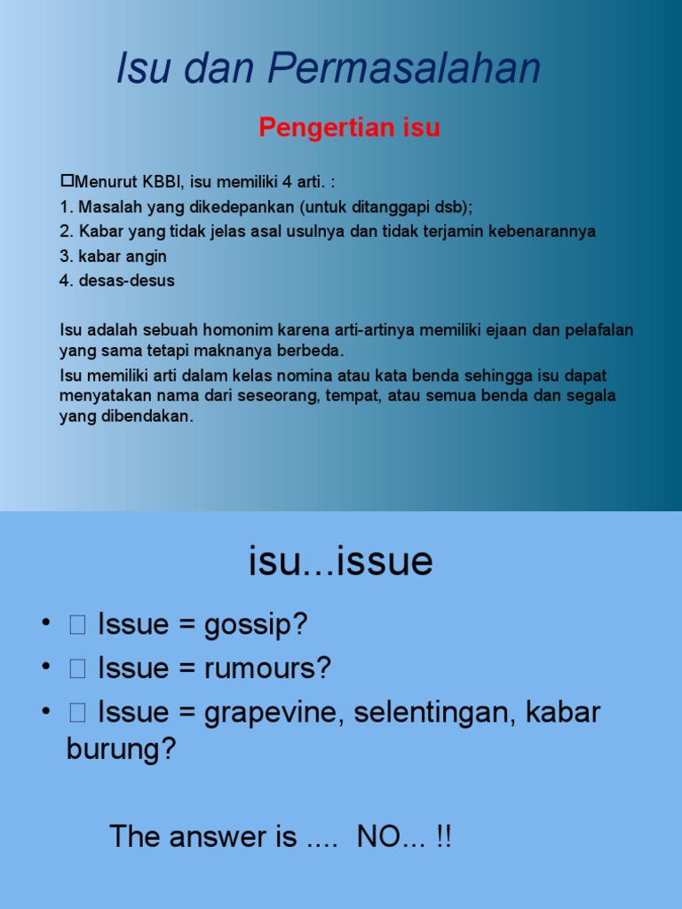 Arti dan Rumusan Isu Penelitian | PDF