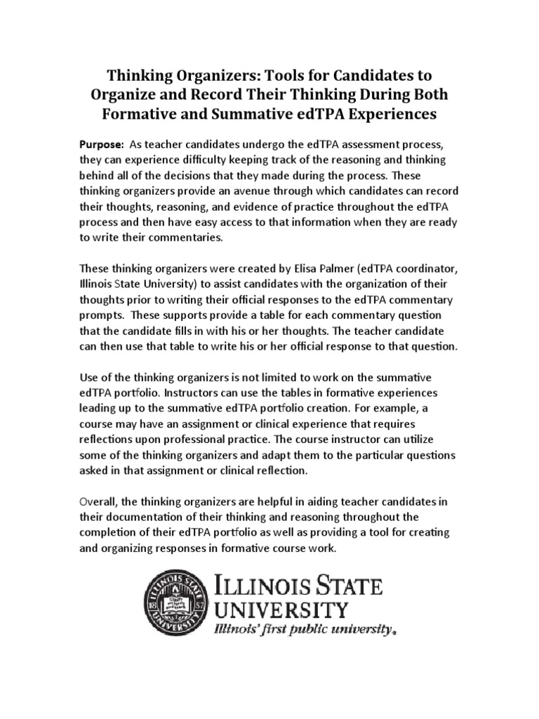 Thinking Organizers: Tools For Candidates To Organize and Record Their ...