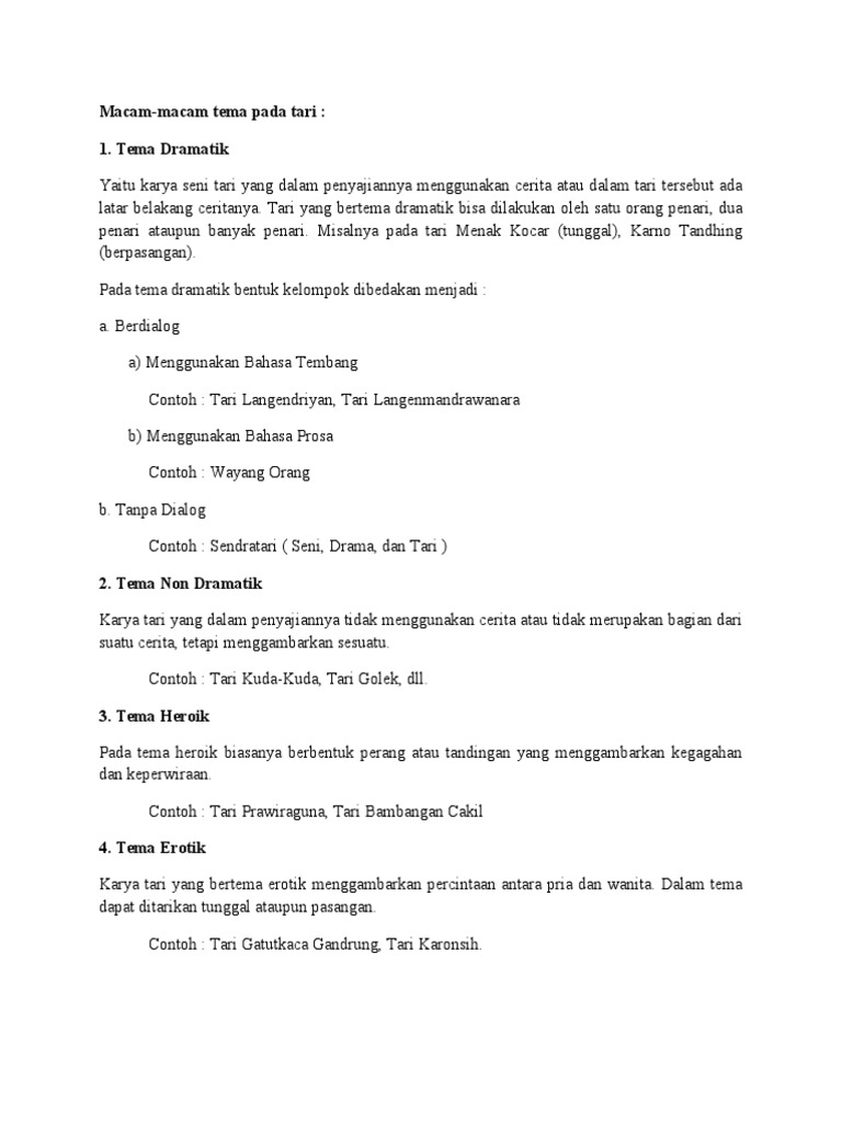 Macam Tema Dalam Tari | PDF