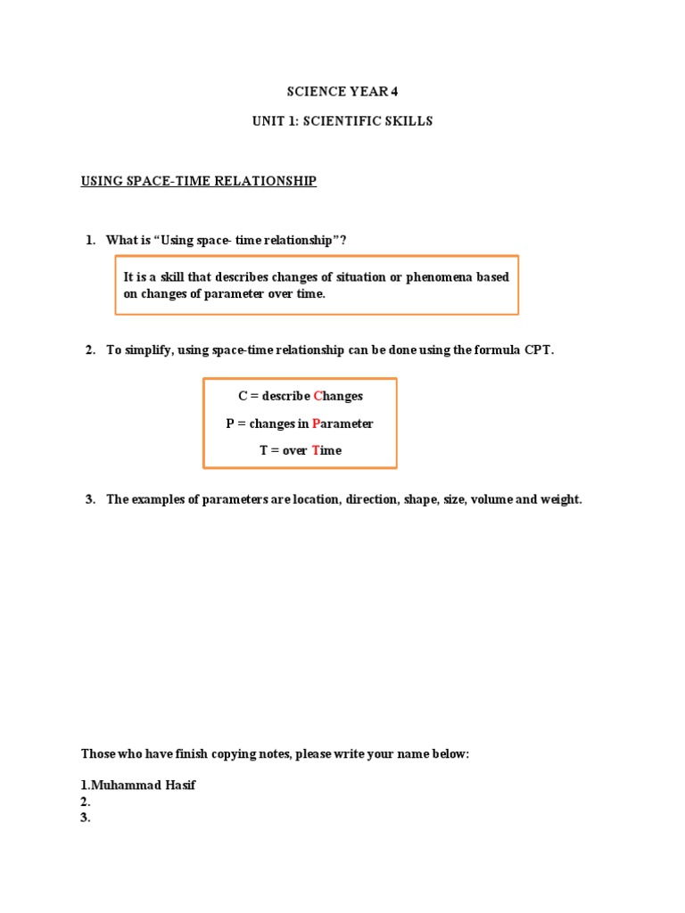 Space-Time Relationship in Science Skills | PDF | Teaching Methods ...