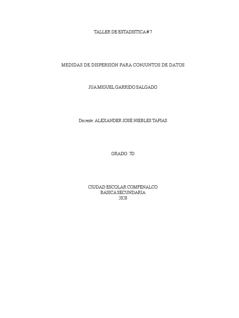 Taller de Estadistica # 7 - EST 7 GRADO | PDF | Science | Enseñanza de ...