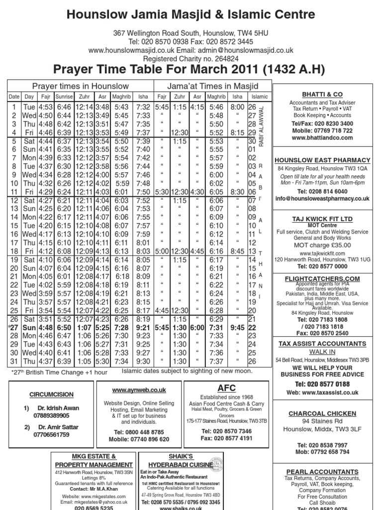 March April Timetable | PDF