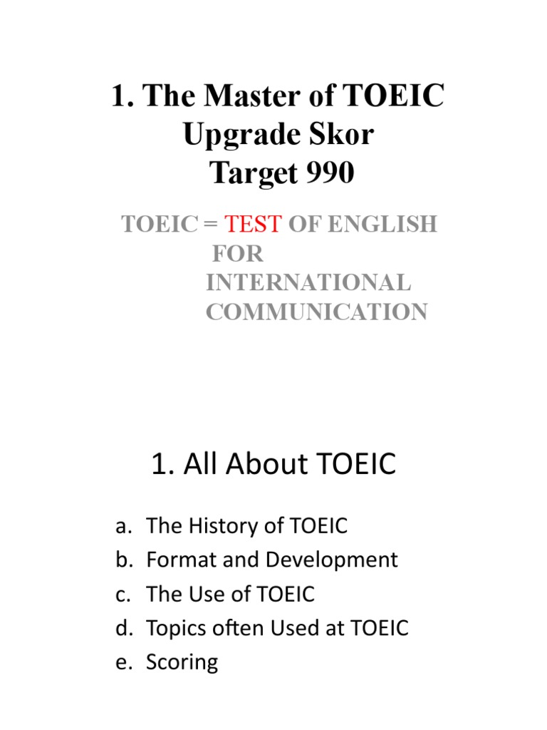 TOEIC Upgrade Guide to Score 990 | PDF
