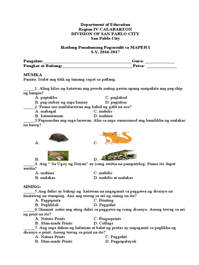 Mapeh I Third Grading | PDF