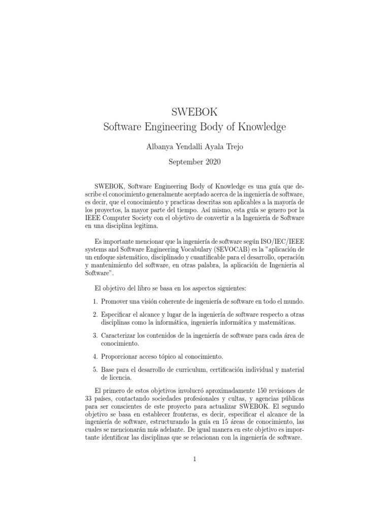 Swebok Pdf Ingeniería De Software Software