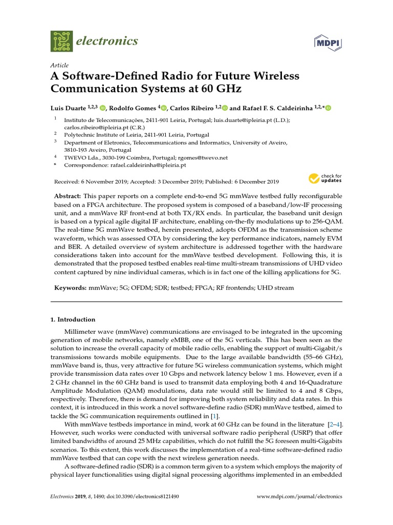 Electronics: A Software-Defined Radio For Future Wireless Communication Systems at 60 GHZ | PDF ...