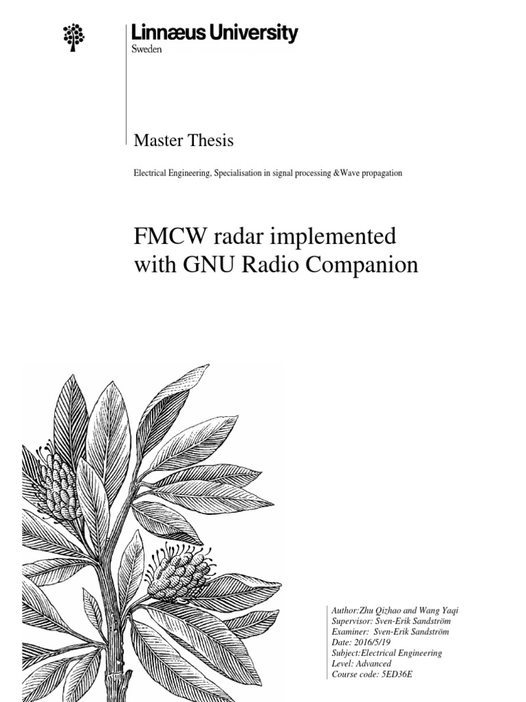 FMCW Radar Implemented With GNU Radio Companion: Master Thesis | PDF ...
