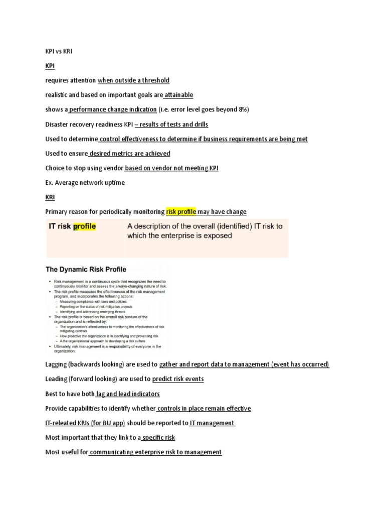KPI Vs KRI | PDF | Information Security | Risk