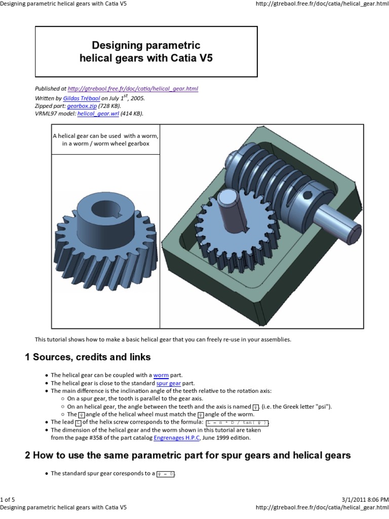 Designing Parametric Helical Gears With Catia V5 | PDF | Helix | Gear