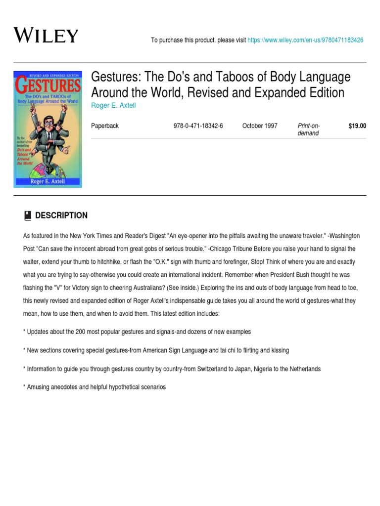 Wiley - Gestures - The Do's and Taboos of Body Language Around The ...
