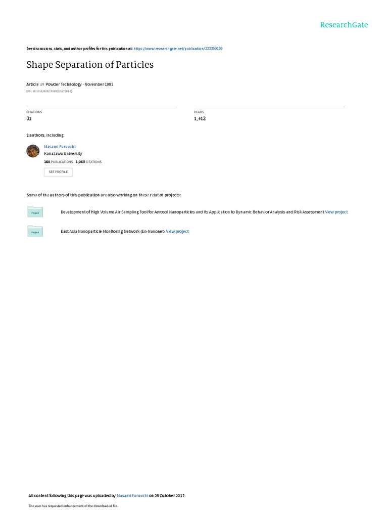 Shape Separation of Particles | PDF | Drag (Physics) | Sphere