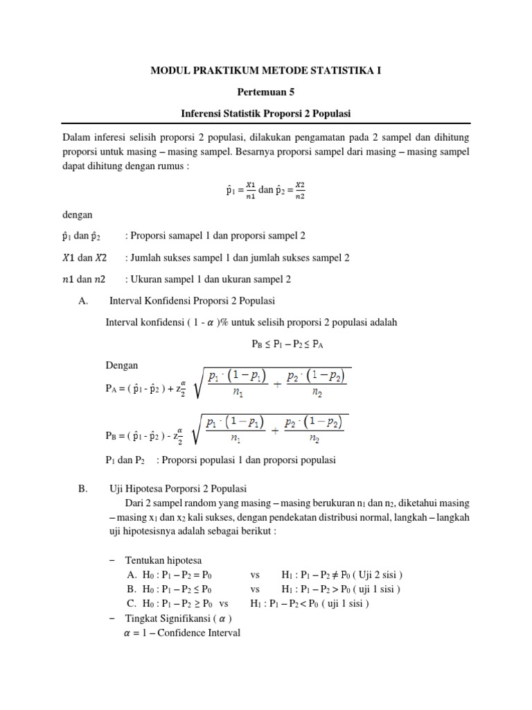 Materi Uji Proporsi 2 Populasi Dan Latihan Soal | PDF