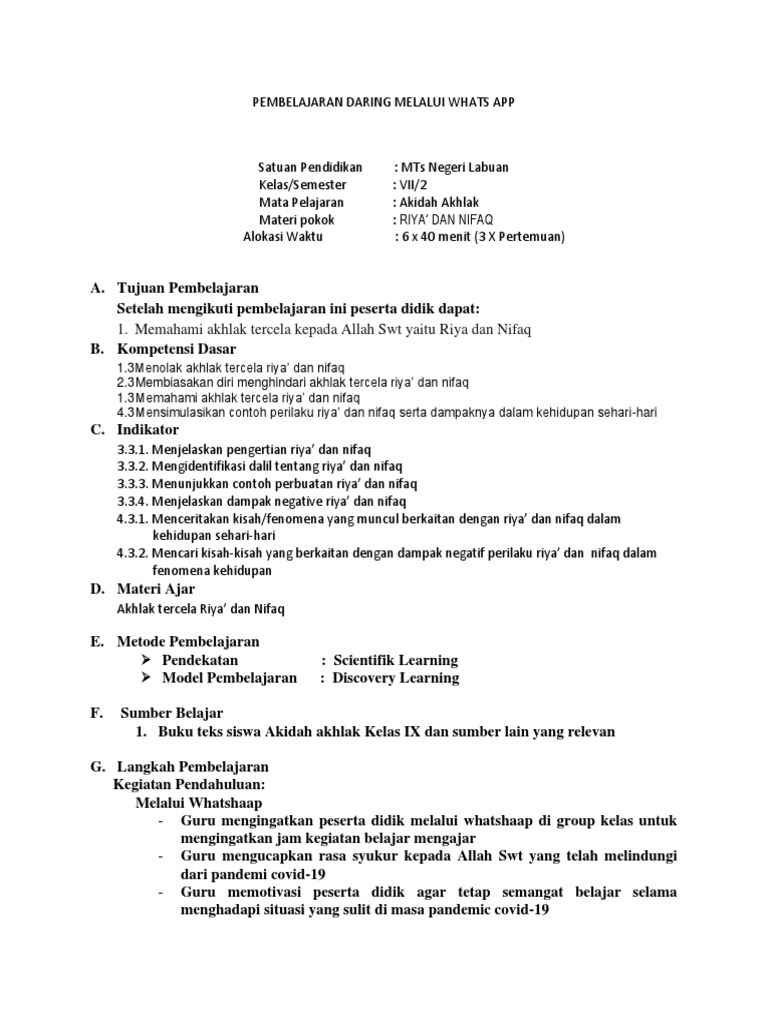 Memahami Akhlak Tercela Kepada Allah SWT Yaitu Riya Dan Nifaq | PDF