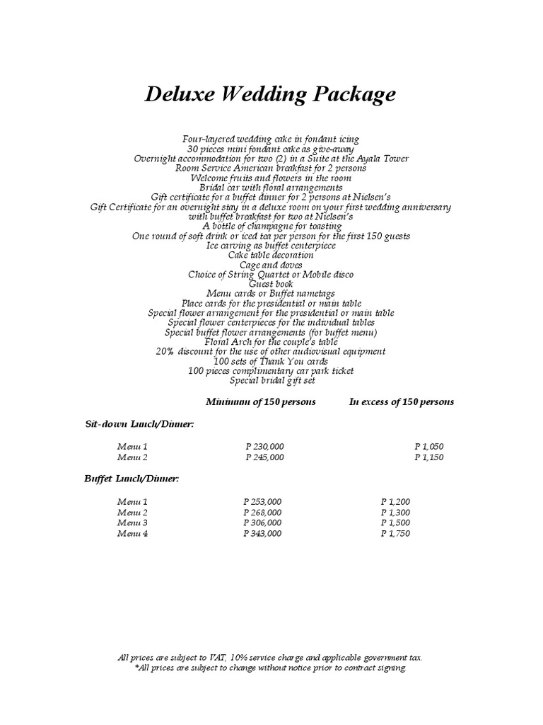 2007 Wedding Deluxe Package | PDF | Dill | Salad