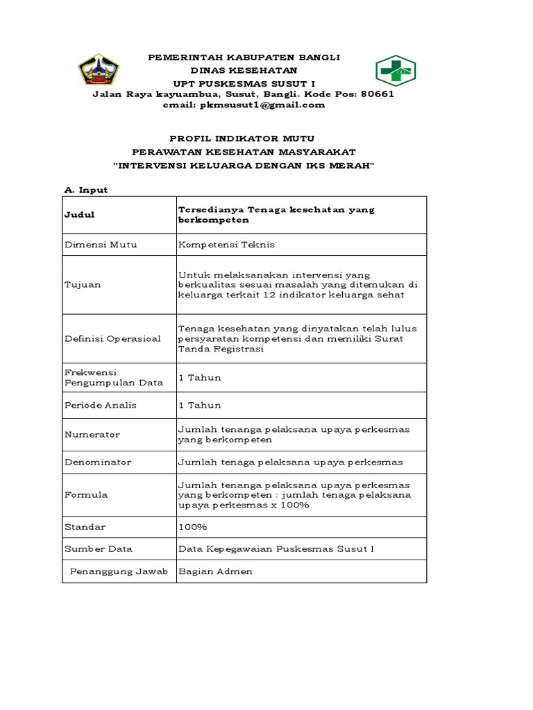 Profil Indikator Mutu Perkesmas | PDF