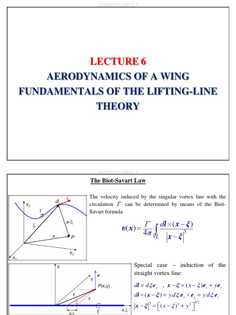 Aerodynamics of A Wing Fundamentals of The Lifting-Line Theory | PDF ...