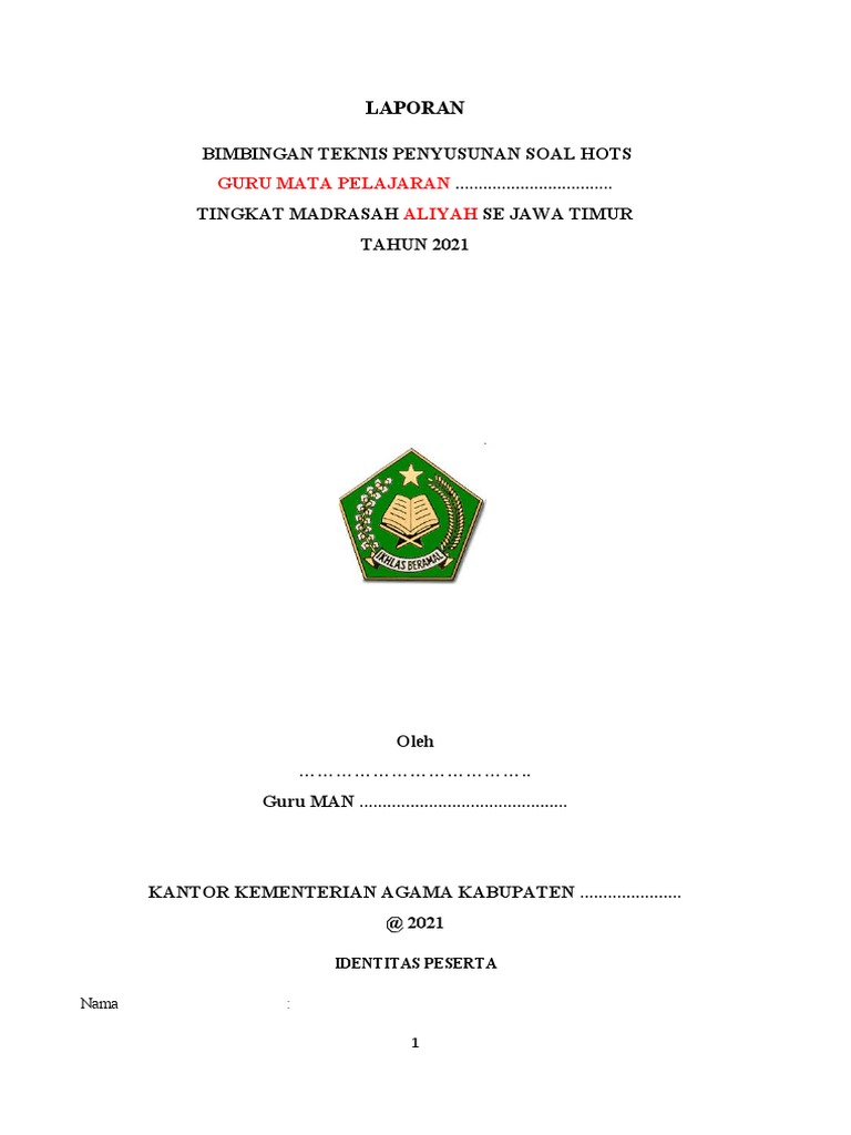 Contoh Laporan RTL Bimtek Hots 2021 | PDF