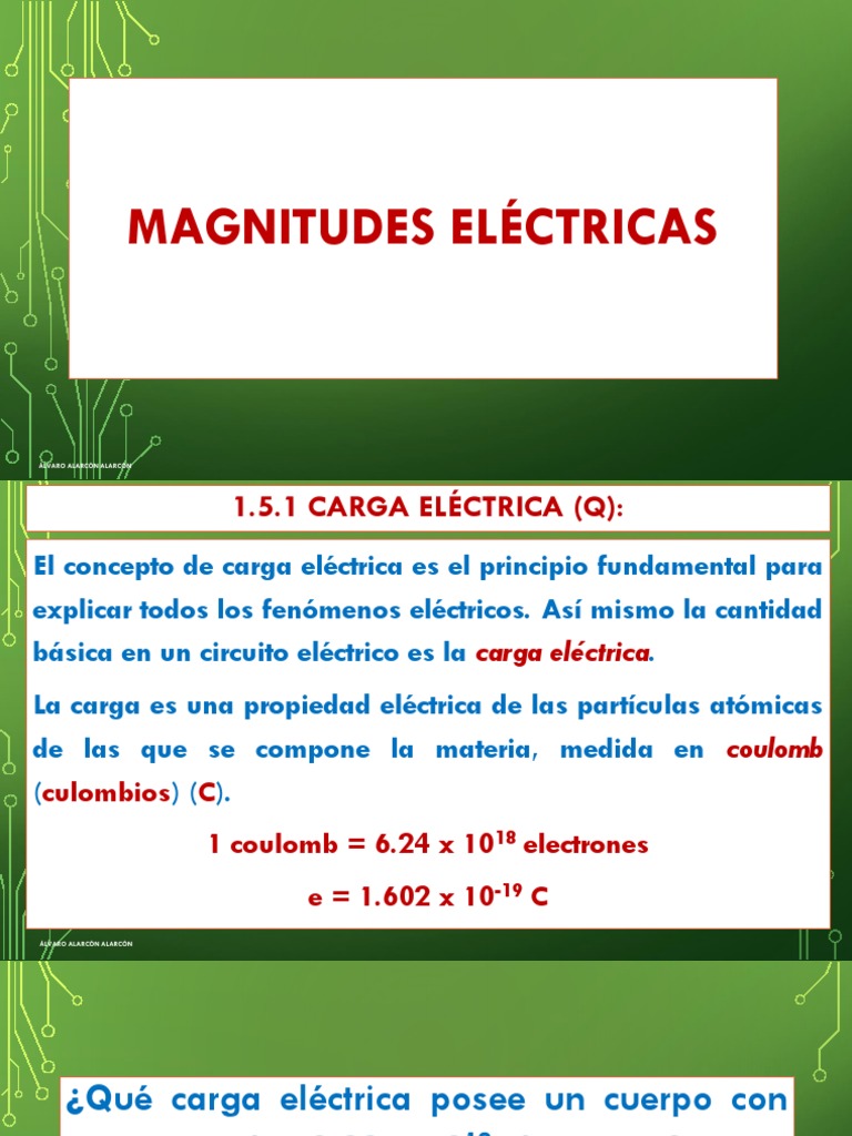2 MAGNITUDES ELÉCTRICAS Diapositivas | PDF | Energia electrica | Carga ...