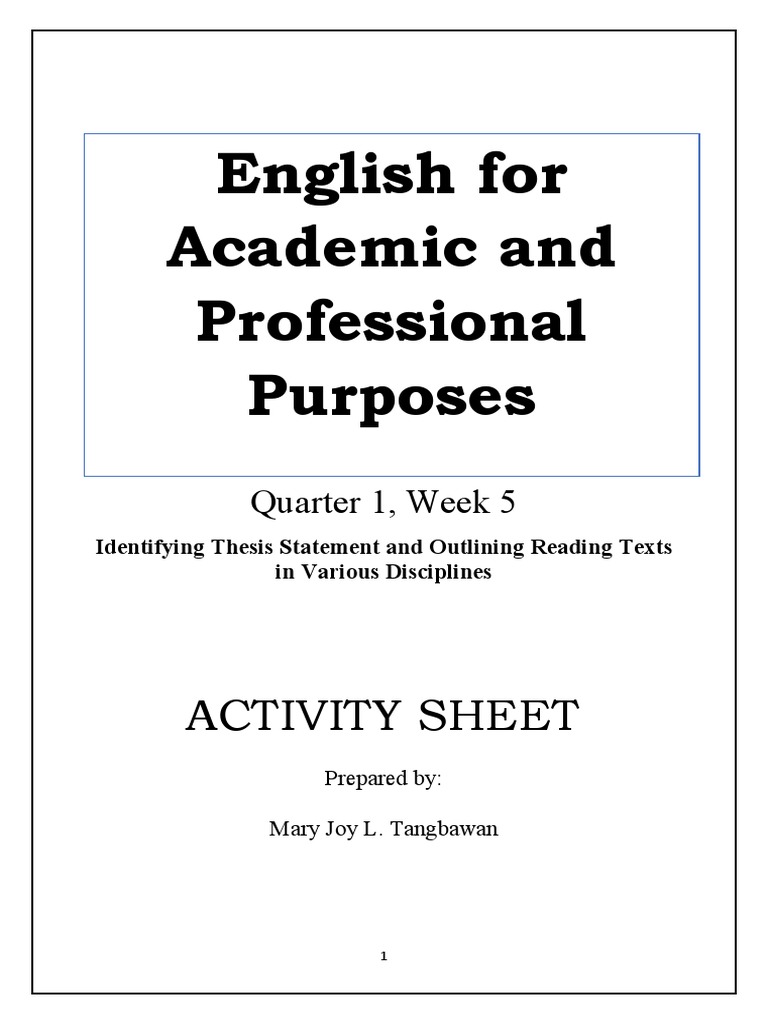 EAPP Activity Sheet | PDF | Thesis | World Wide Web