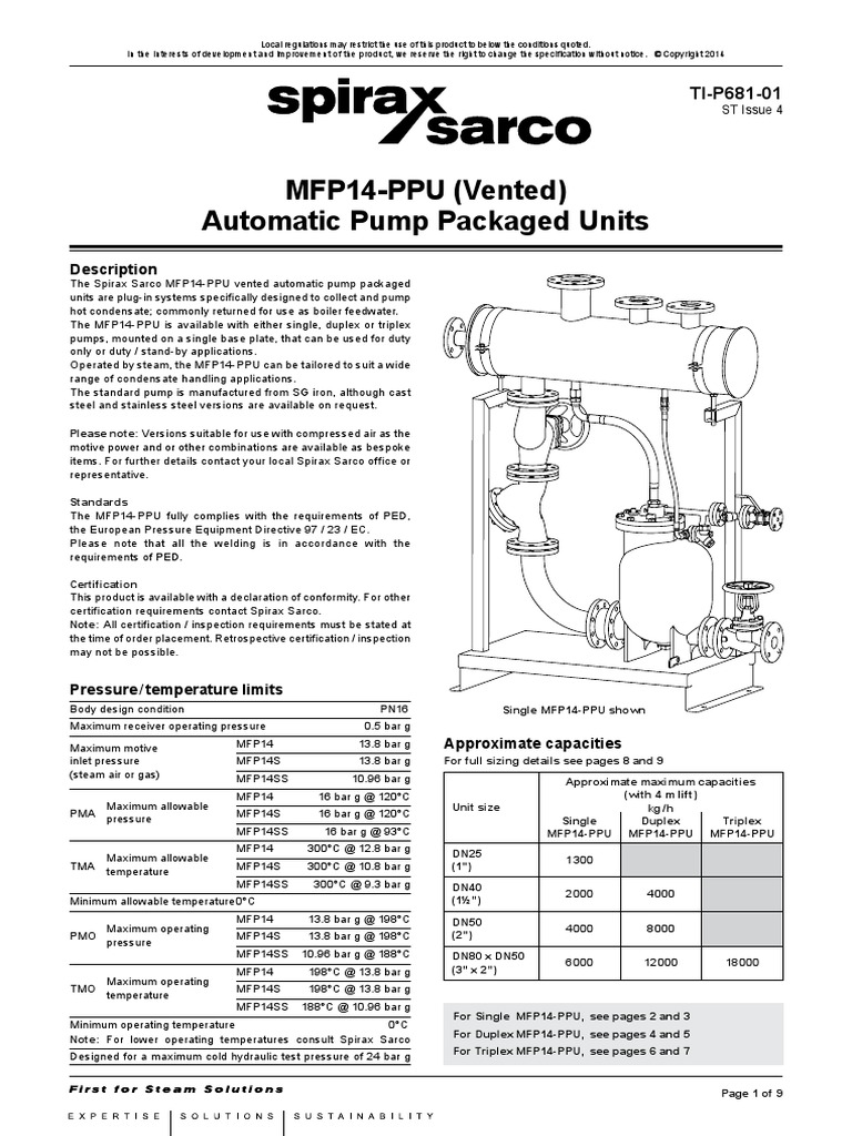 MFP14-PPU (Vented) Automatic Pump Packaged Units: Description | PDF ...