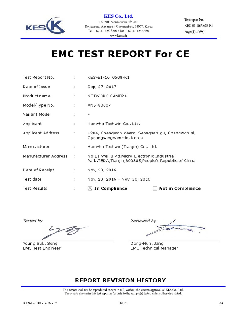 Emc Test Report For Ce: KES Co., LTD | PDF | Electromagnetic ...