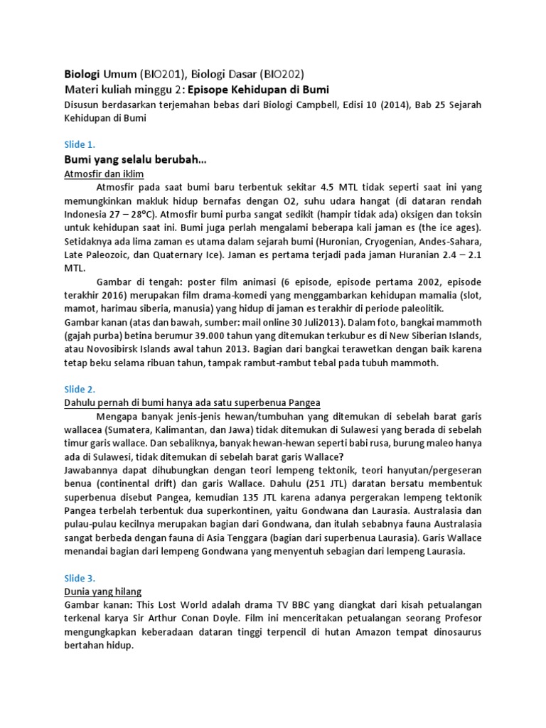 Narasi Topik 2 BIO101-BIO102 Episode Kehidupan Gan20-21 | PDF