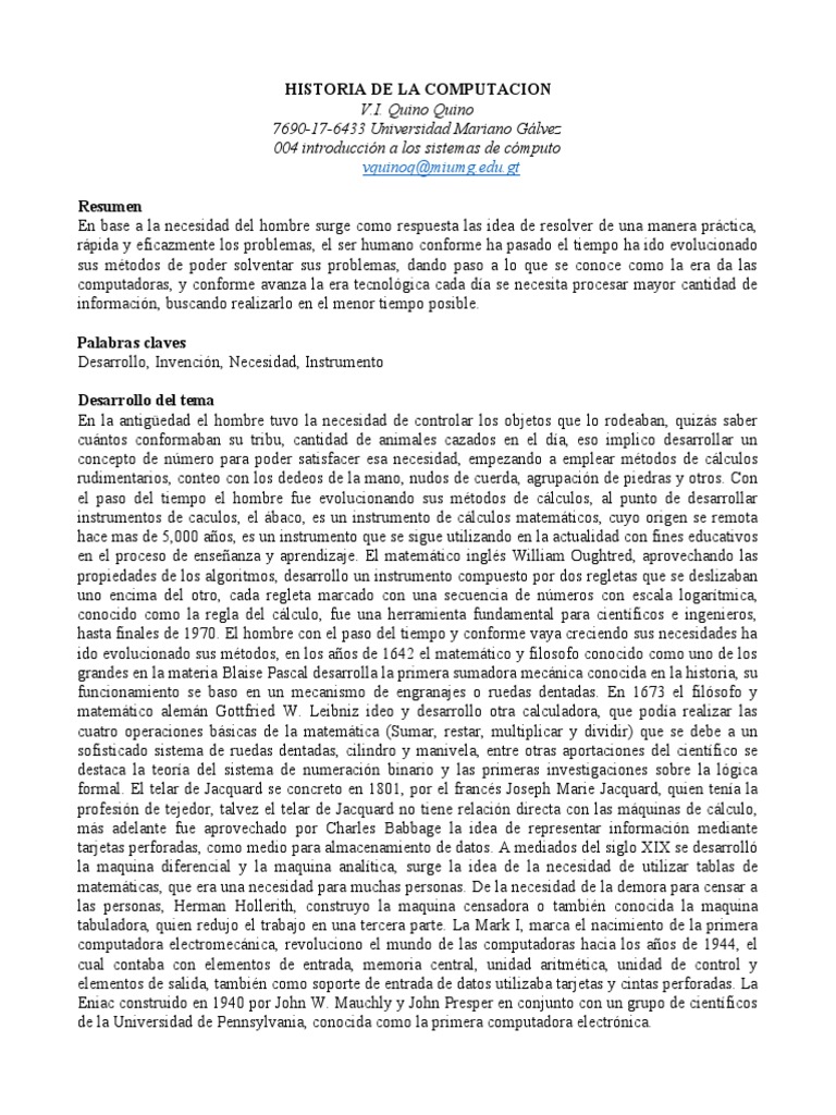 Historia de La Computación | PDF | Informática | Science