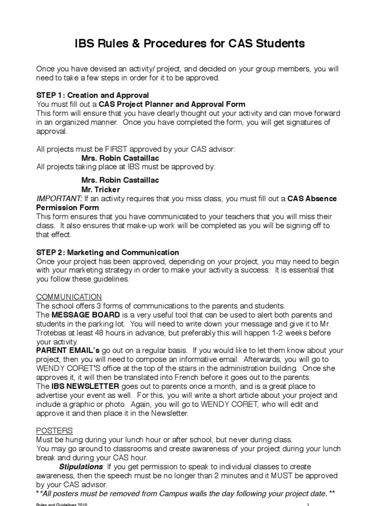 CAS Rules & Procedures | Download Free PDF | Homework | Business