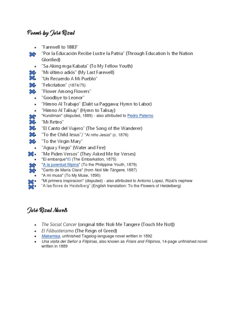 Writings by José Rizal | PDF | Tagalog Language | Philippines