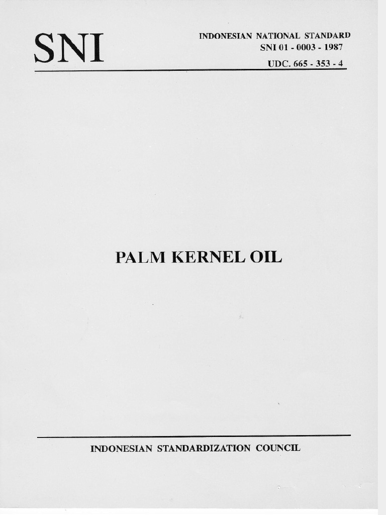 Sni Palm Kernel Oil Pdf Titration Chemistry