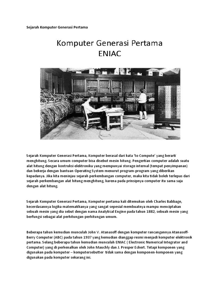 Sejarah Lengkap Komputer Generasi Pertama: Dari ENIAC hingga UNIVAC