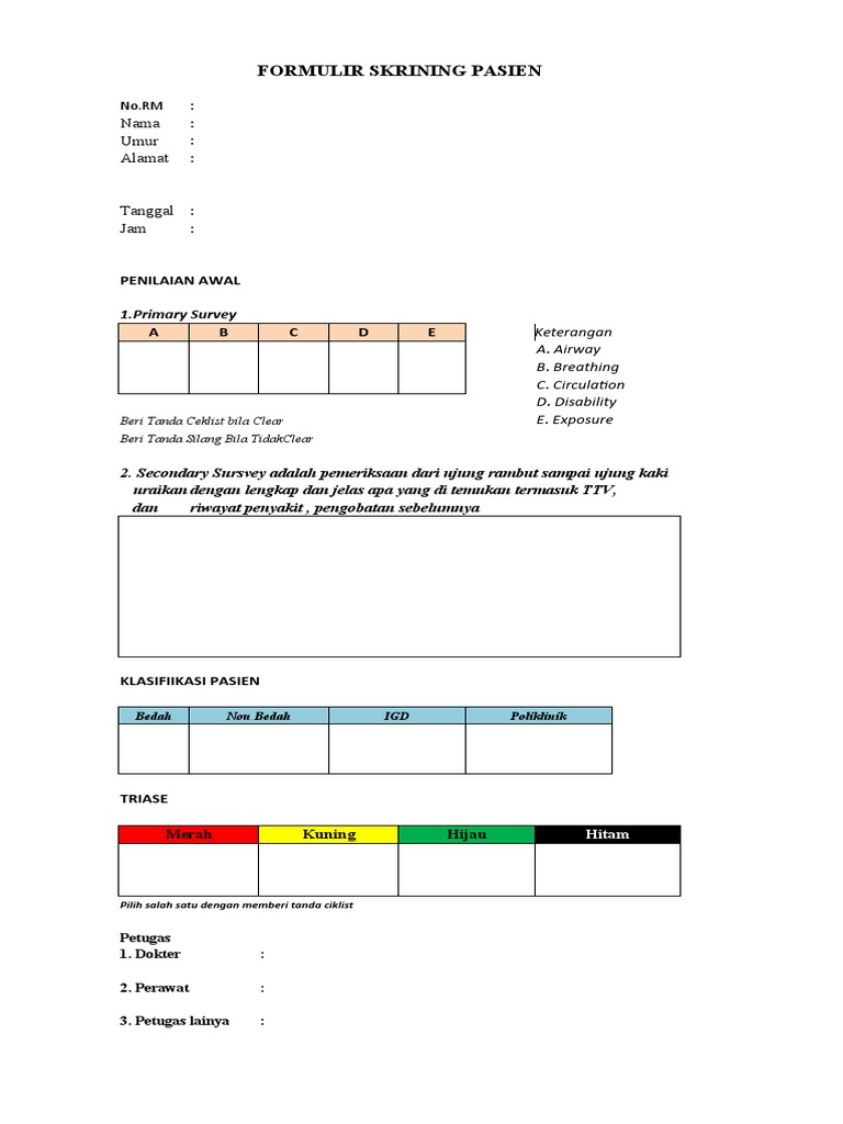 Formulir Skrining Pasien Medis | PDF
