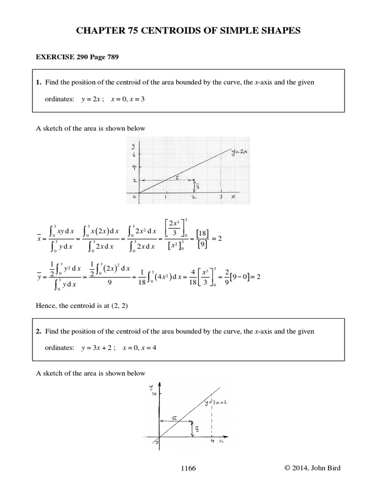 Chapter 75 Centroids of Simple Shapes: EXERCISE 290 Page 789 | PDF | Area | Triangle
