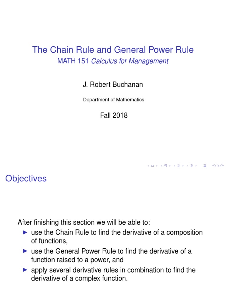 The Chain Rule and General Power Rule: MATH 151 Calculus For Management ...