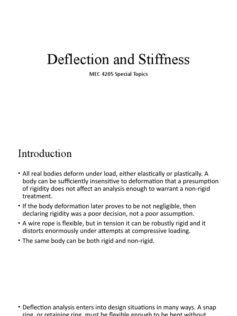 Deflection and Stiffness Analysis | PDF | Beam (Structure) | Bending