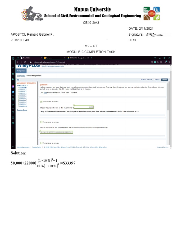 CE40-2/A3 DATE: 2/17/2021 APOSTOL Reinald Gabriel P. Signature ...