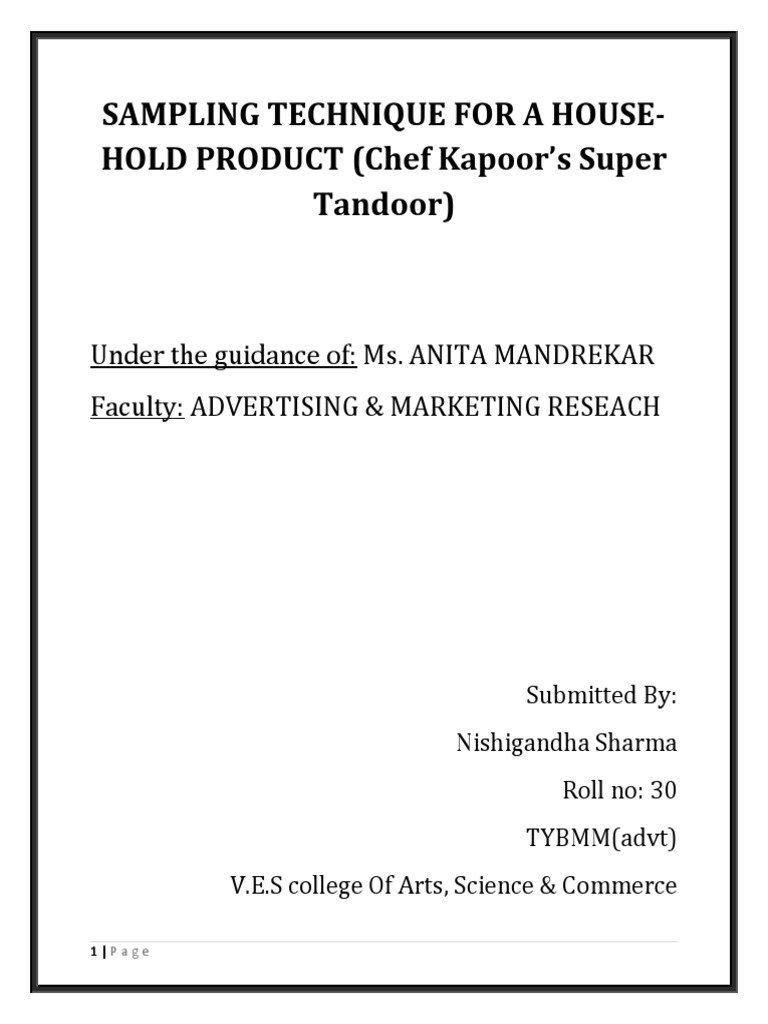 Sampling Techniques for Chef Kapoor's Tandoor | PDF | Nature | Sampling ...