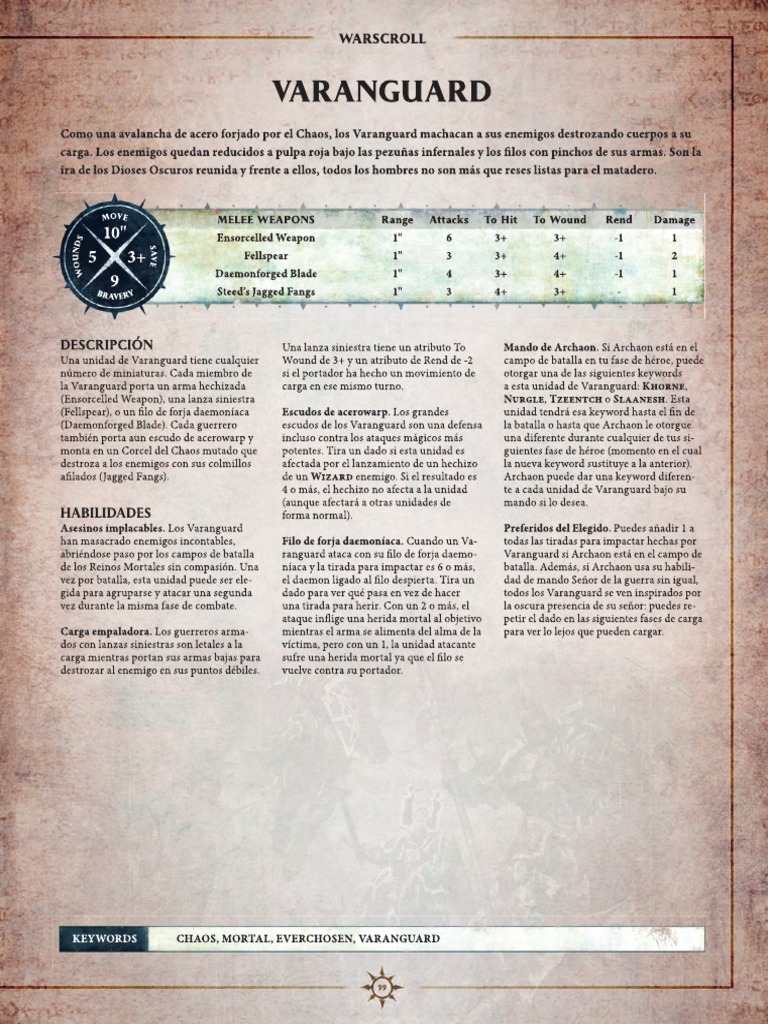 Aos Warscroll Everchosen Varanguard Es | PDF