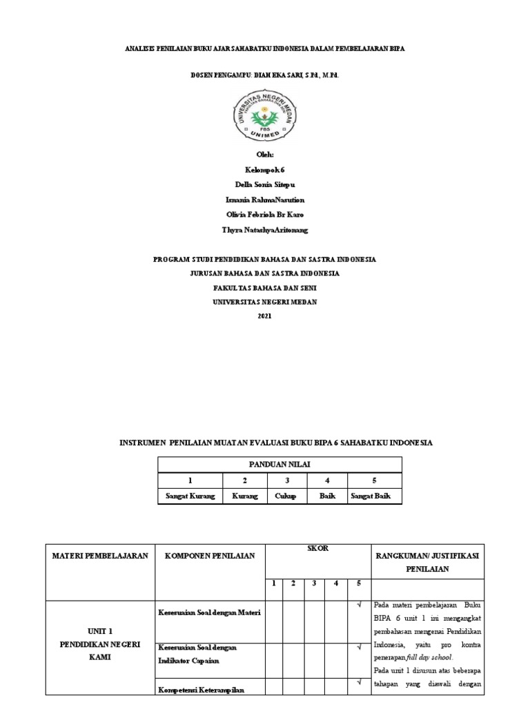 Tugas Penilaian Buku Ajar Bipa 6 | PDF