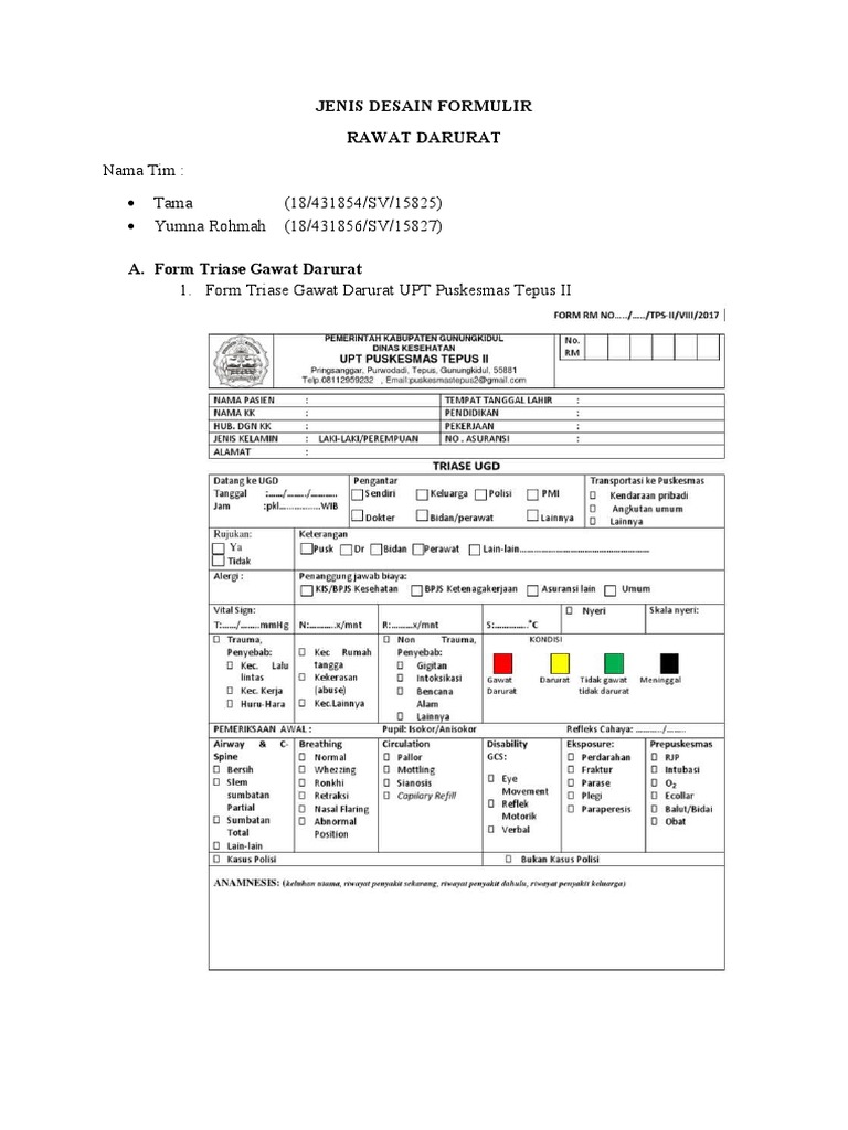 Jenis Desain Formulir IGD Kelompok 5 | PDF