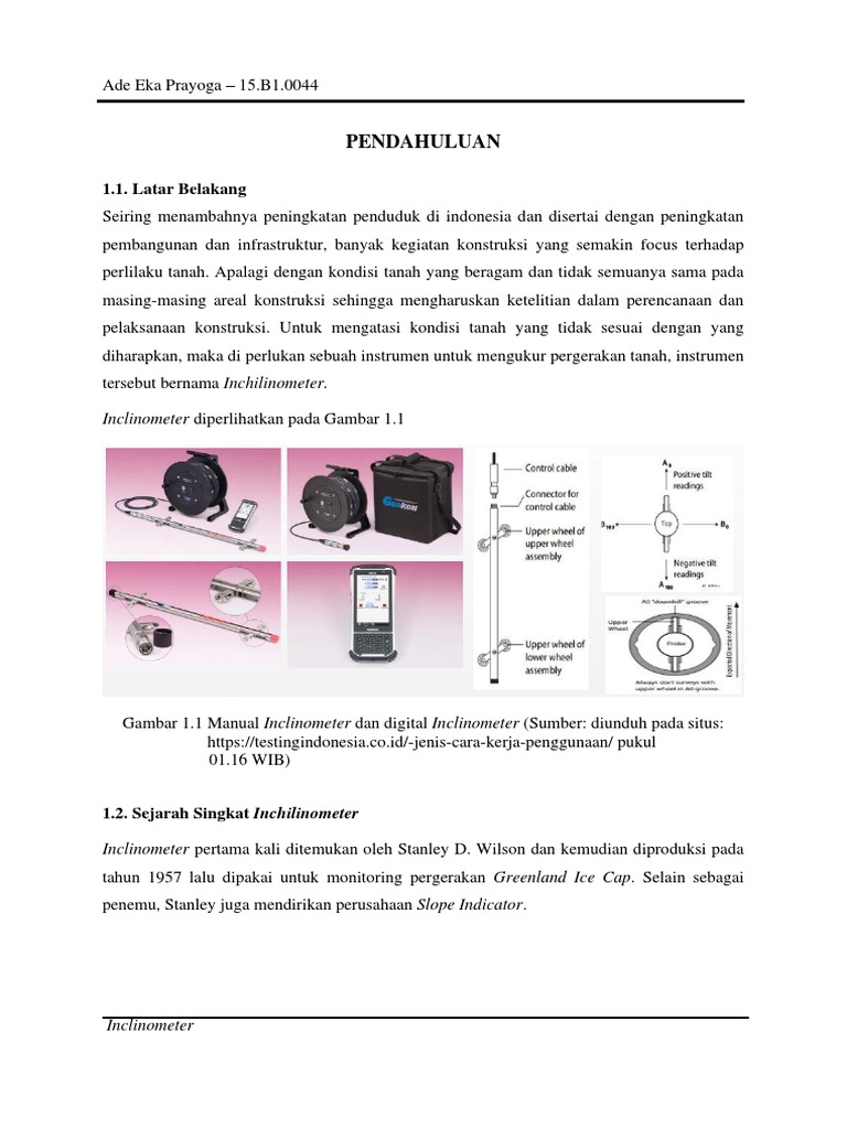 Ade Eka Prayoga - 15.b1.0044 Tugas 1 Inclinometer Instrumen Geoteknik | PDF