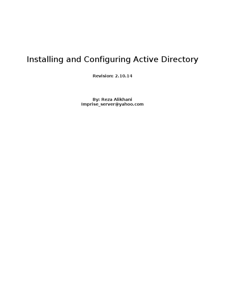 Installing and Configuring Active Directory (v2 (1) .10.14) | PDF | Active Directory | Domain ...