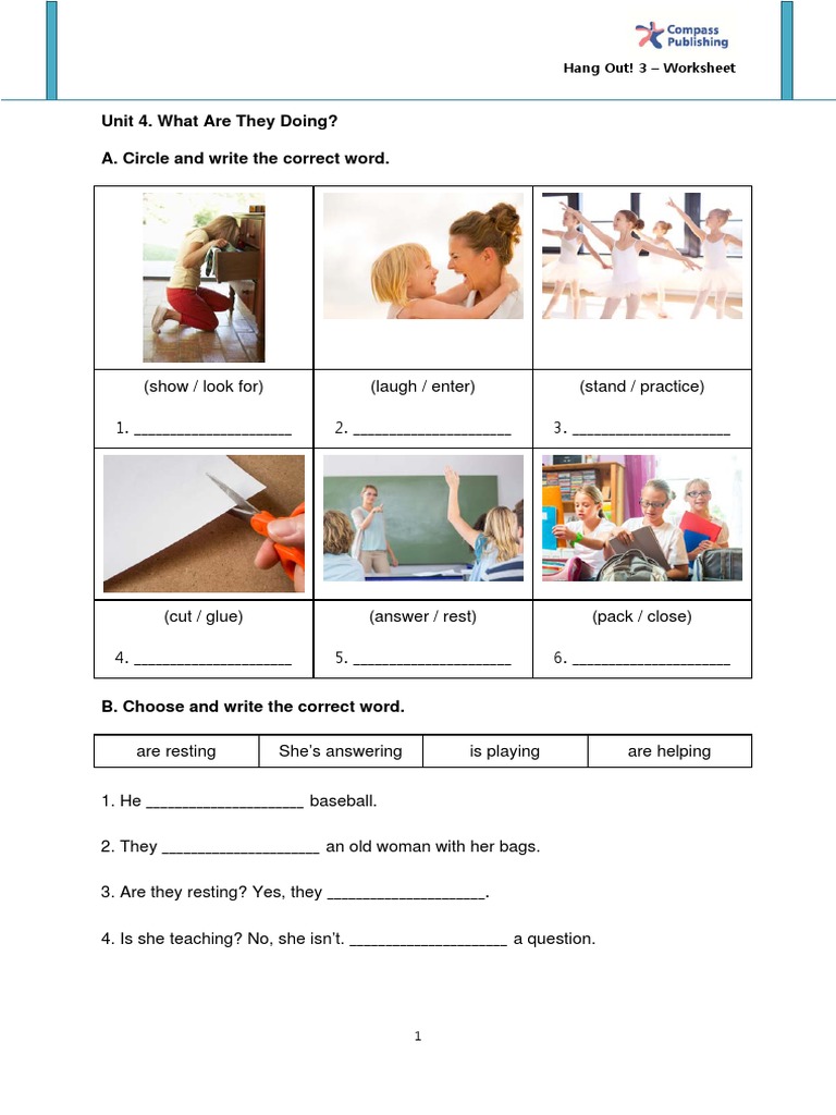 Hang Out! 3 - Worksheet: What Are They Doing | PDF