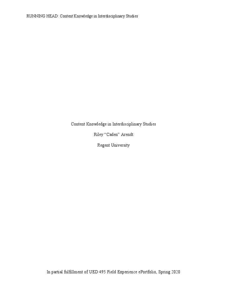 Learning Competency Paper - Content Knowledge in Interdisciplinary ...
