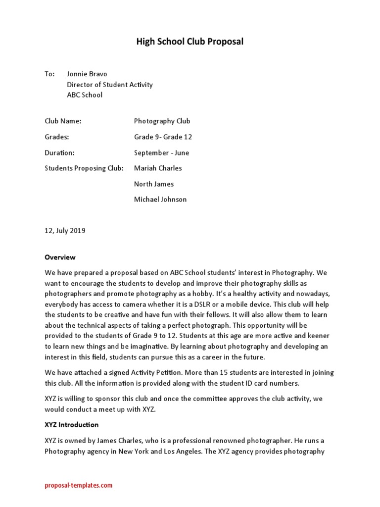 High School Club Proposal Template | PDF | Communication