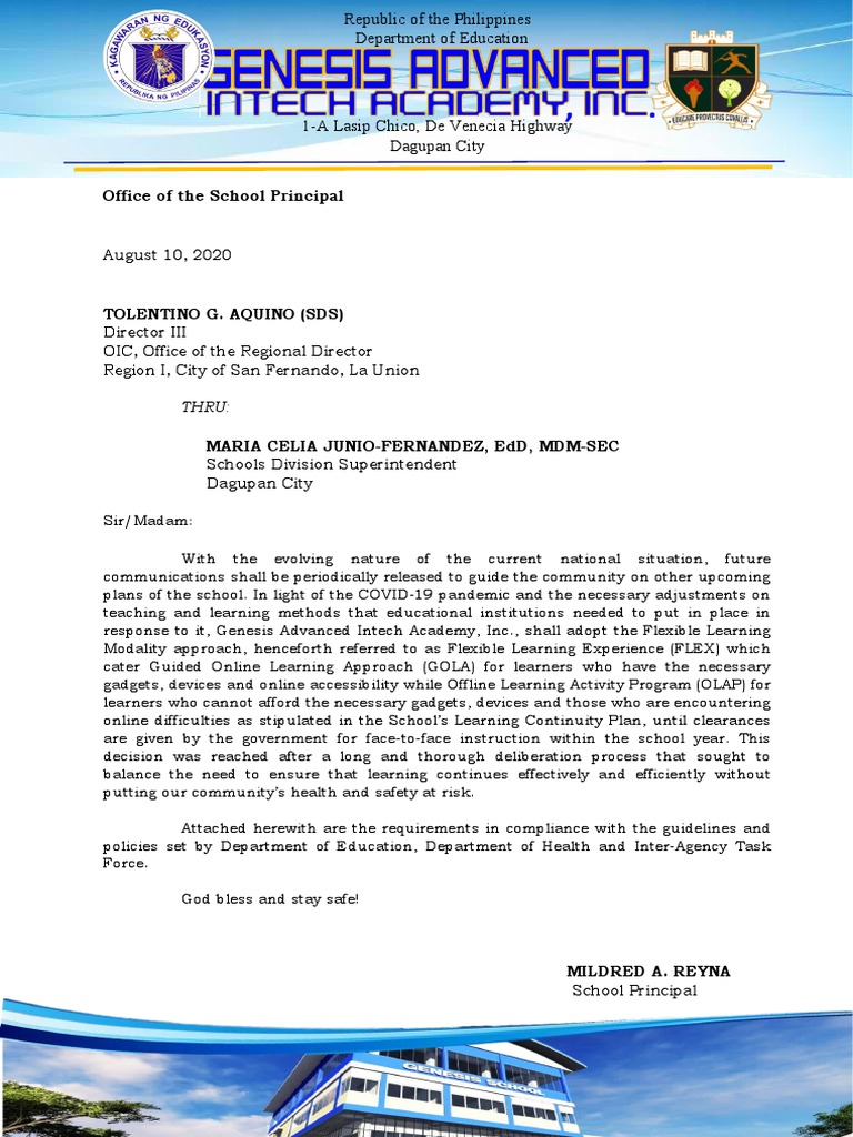 Communication Letter | PDF | Teachers | Learning