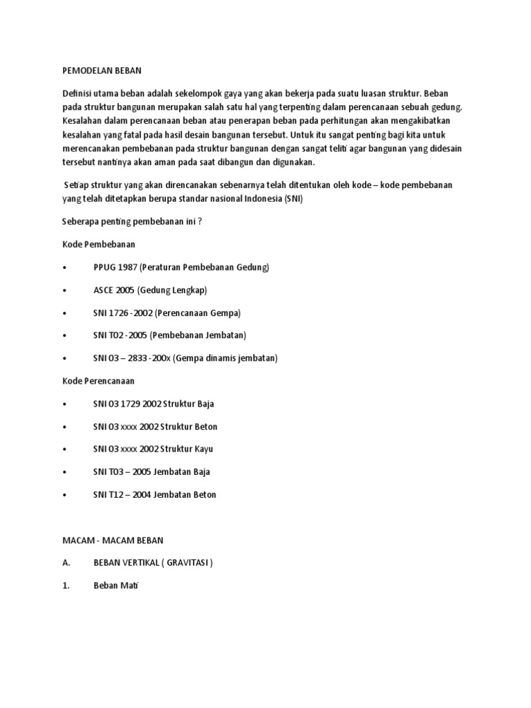 PEMODELAN BEBAN - Mektek | PDF