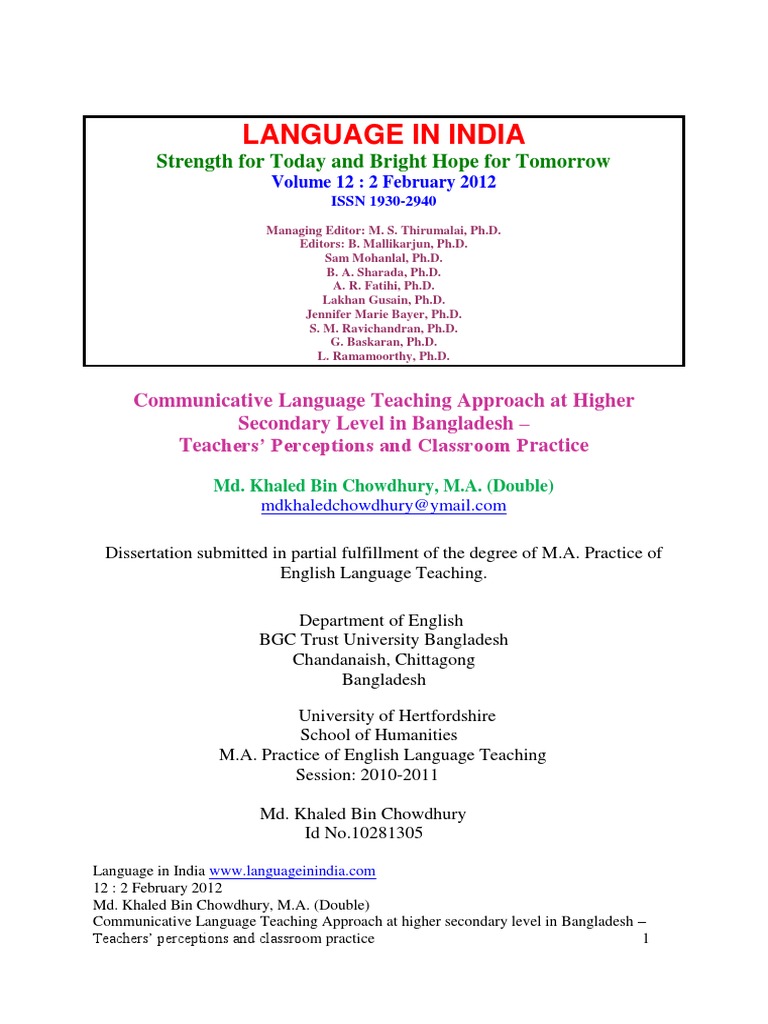 Communicative Language Teaching Approach Study | PDF | English As A Second Or Foreign Language ...